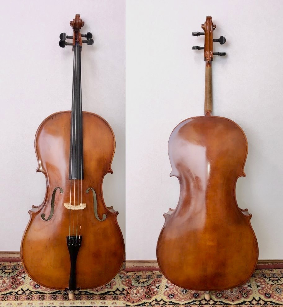 “Giuseppe Stefanini, 1982, Brescia” ラベルチェロ: 修復完了: こばやしヴァイオリン工房